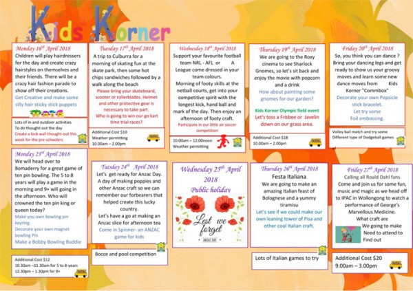 KIDS KORNER Autumn Vacation Care – Child Care Centre Nowra | Kids ...